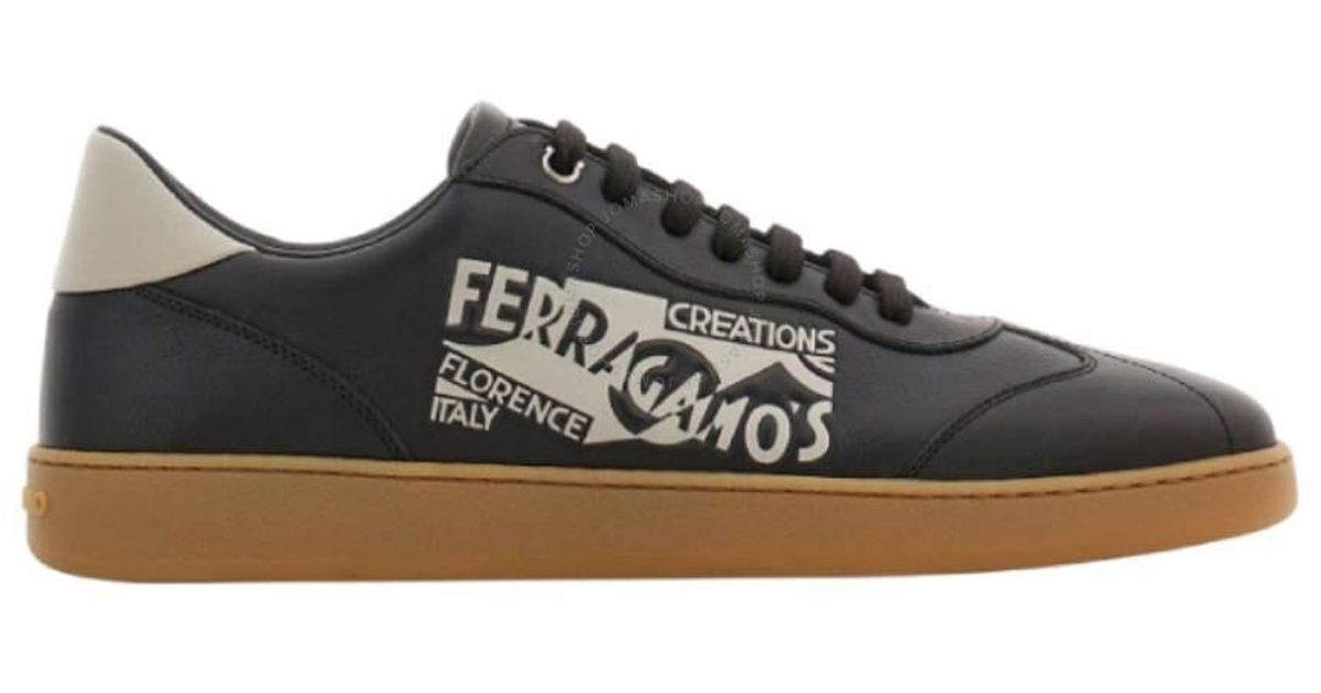 Ferragamo Venna Logo Low-Top Sneakers in Black for Men | Lyst