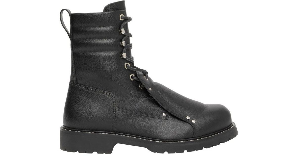 Burberry Lace Guard Detail Leather Ankle Boots in Black for Men | Lyst