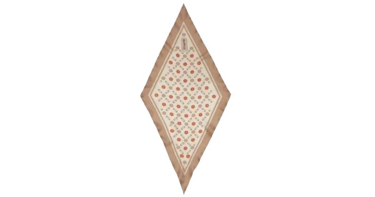 COACH Tea Rose Print Silk Diamond Scarf in Natural | Lyst UK