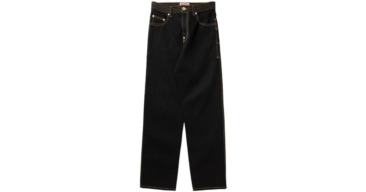 KENZO Japanese Denim Cargo Jeans, Waist in Black for Men | Lyst