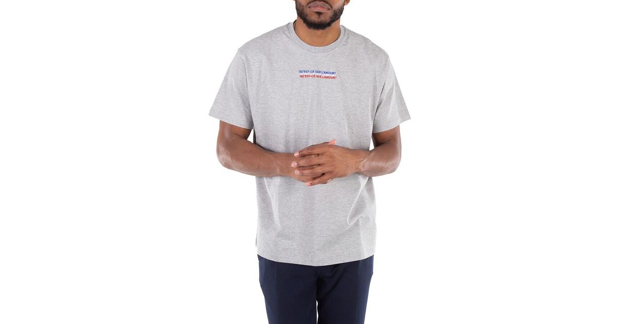 Burberry L Amour Logo Embroidered Sam T-Shirt in Gray for Men | Lyst