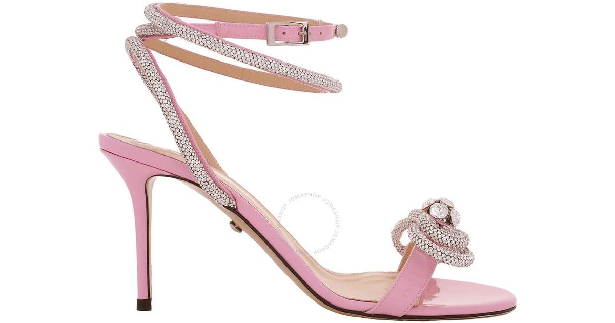 Mach & Mach Crystal Double Bow Sandals in Pink | Lyst
