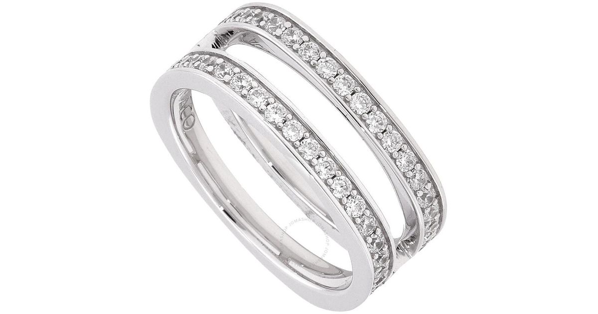 Apm Monaco Double Line Pave Stering Ring in Metallic | Lyst