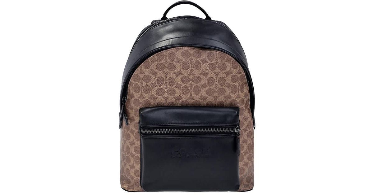 COACH Signature Canvas Charter Backpack in Black for Men | Lyst