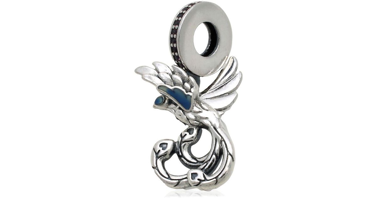 PANDORA Sterling Phoenix Dangle Charm in White | Lyst