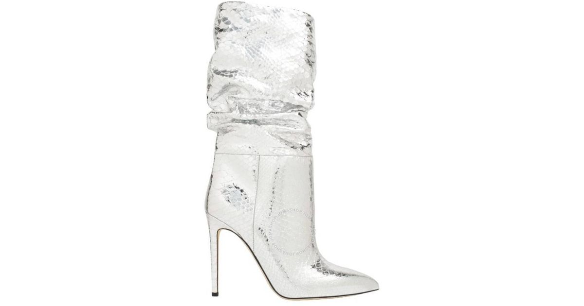 Paris Texas Python-embossed Slouchy Stiletto Boots in White | Lyst