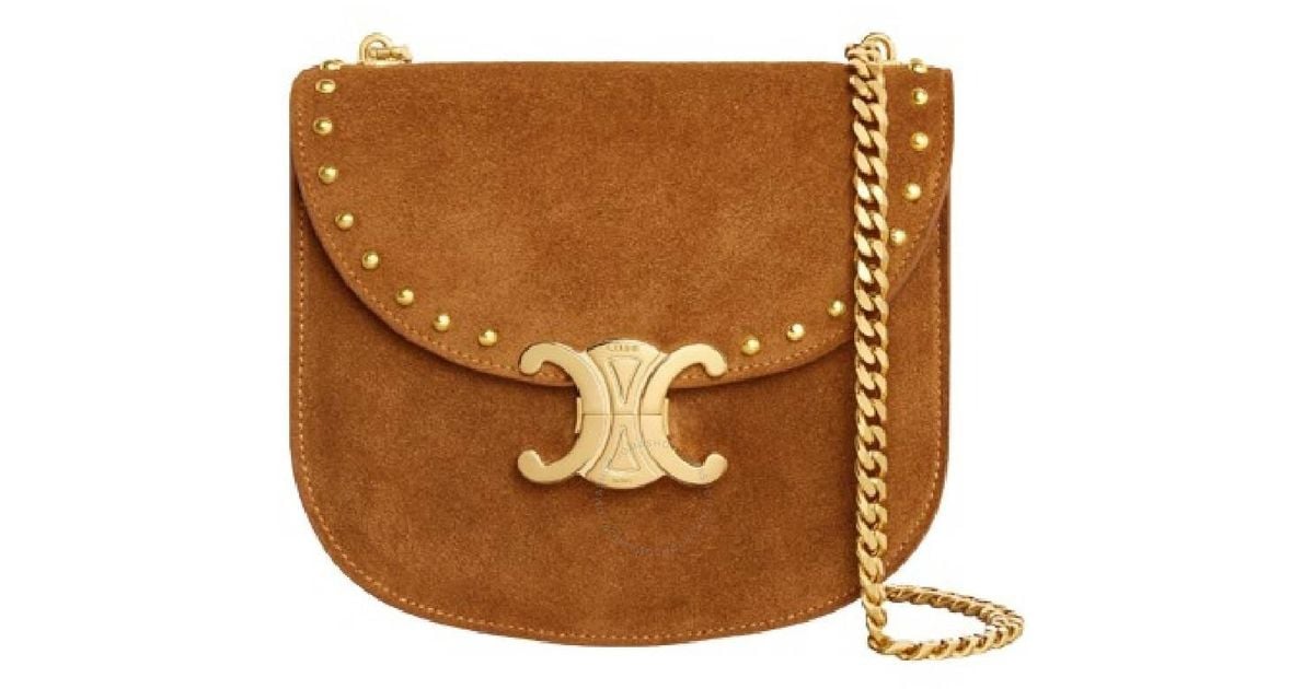Celine Besace Clea Chain Satchel Bag in Brown | Lyst