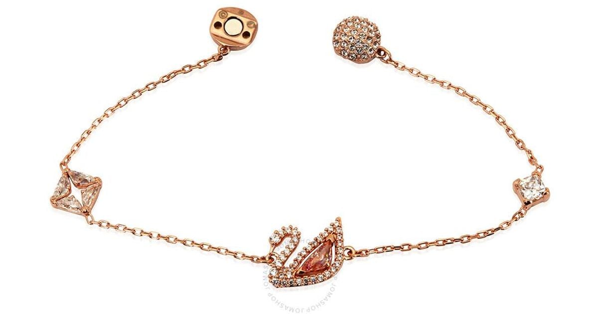 Swarovski Dazzling Swan Bracelet, Multi-Colored, Rose- Tone Plated in ...