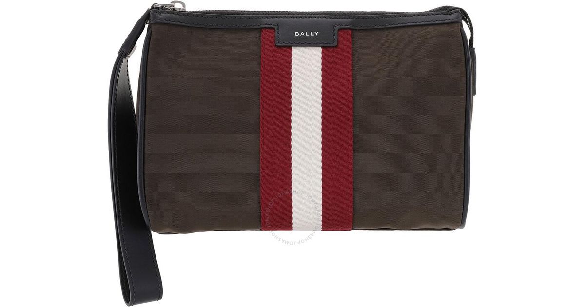 Bally Logo-Tape Striped Clutch Bag in Black for Men | Lyst