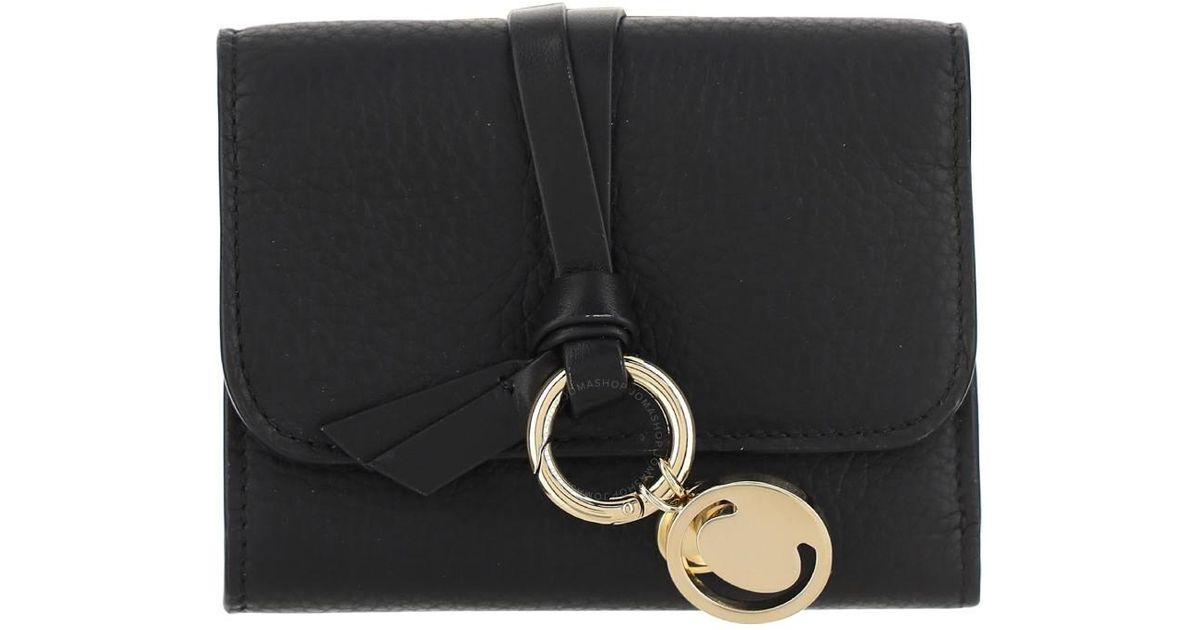 Chloé Tri-Fold Alphabet Compact Leather Wallet in Black | Lyst UK