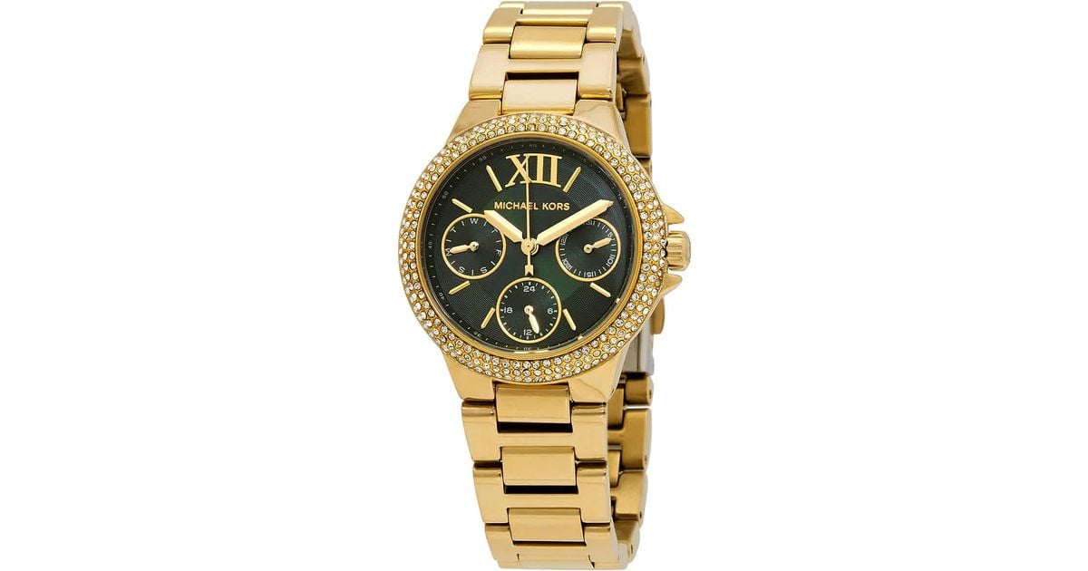 Michael Kors Camille Quartz Crystal Green Dial Watch in Metallic | Lyst