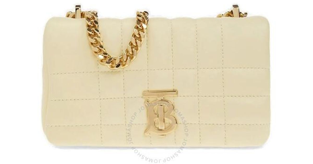 Burberry Logo-plaque Quilted Chain-linked Shoulder Bag in Natural | Lyst UK