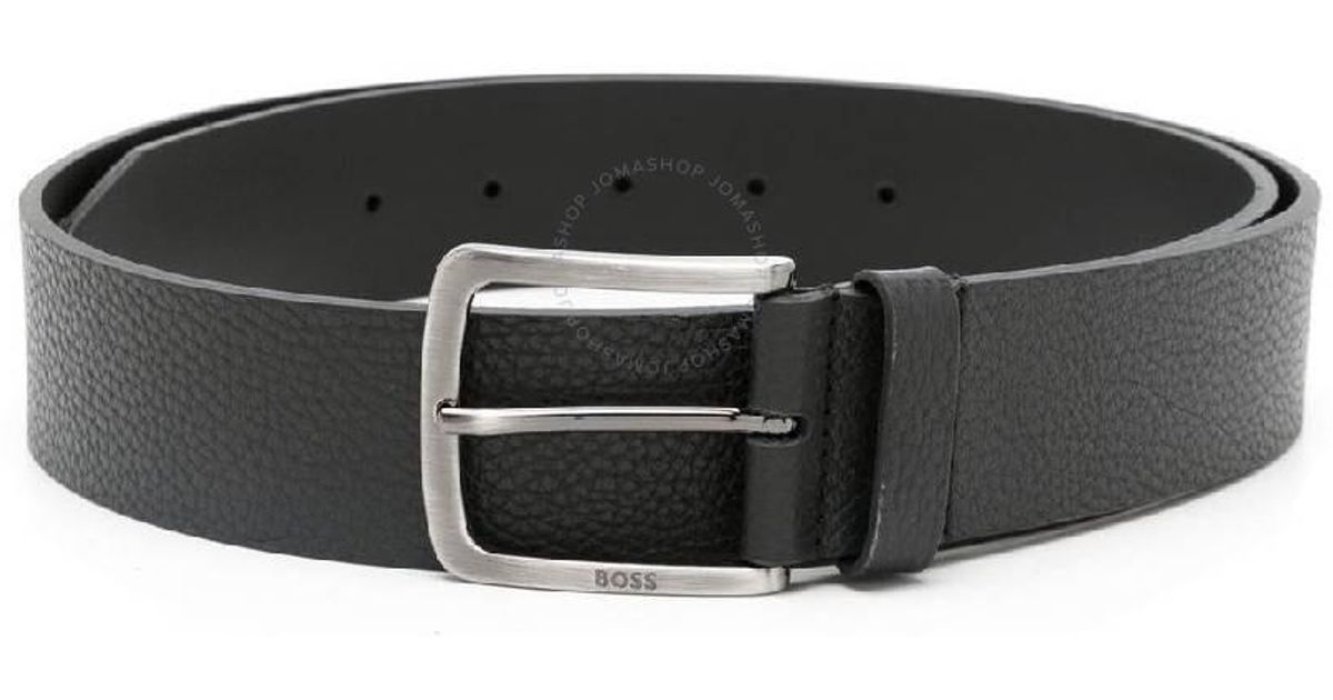 BOSS Engraved Logo Leather Belt in Black for Men | Lyst UK