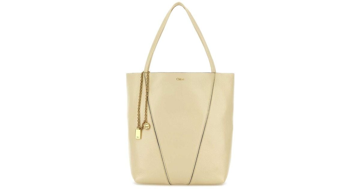 Chloé Chlo Pastel Leather Spin Shopping Bag in Natural | Lyst UK
