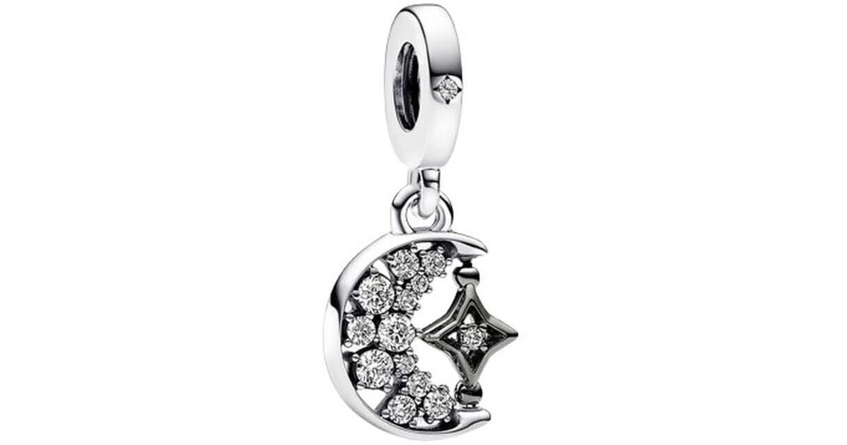 PANDORA Ladies Sterling Sparkling Crescent Moon & Spinnable Star Dangle ...