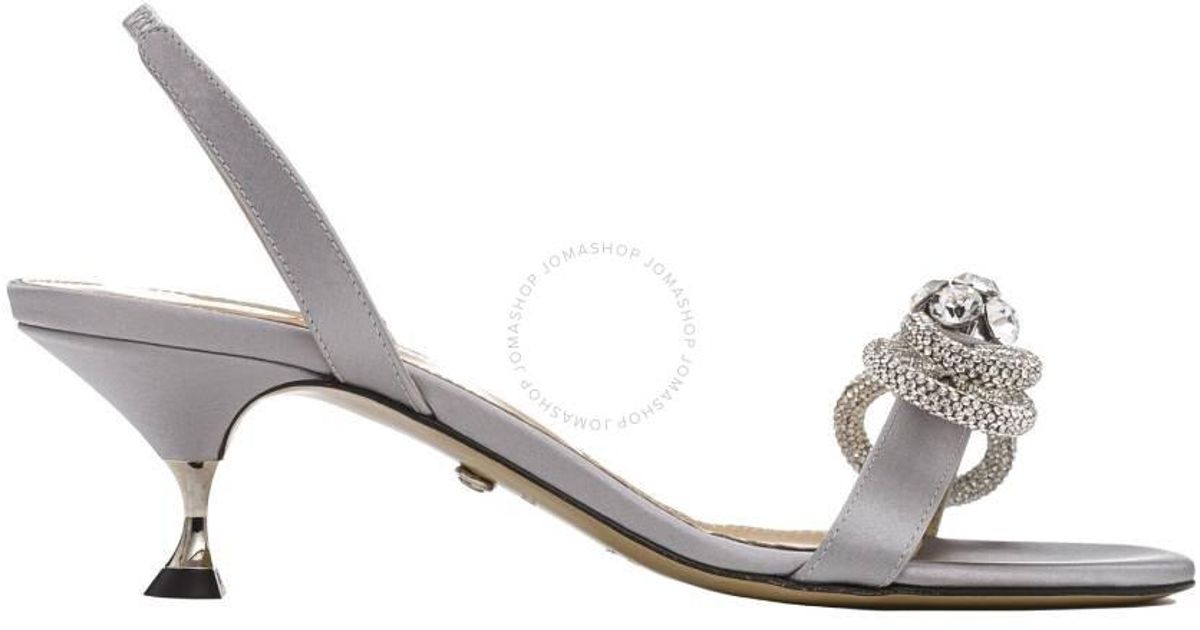 Mach & Mach Double Bow Satin Sandals in Metallic | Lyst