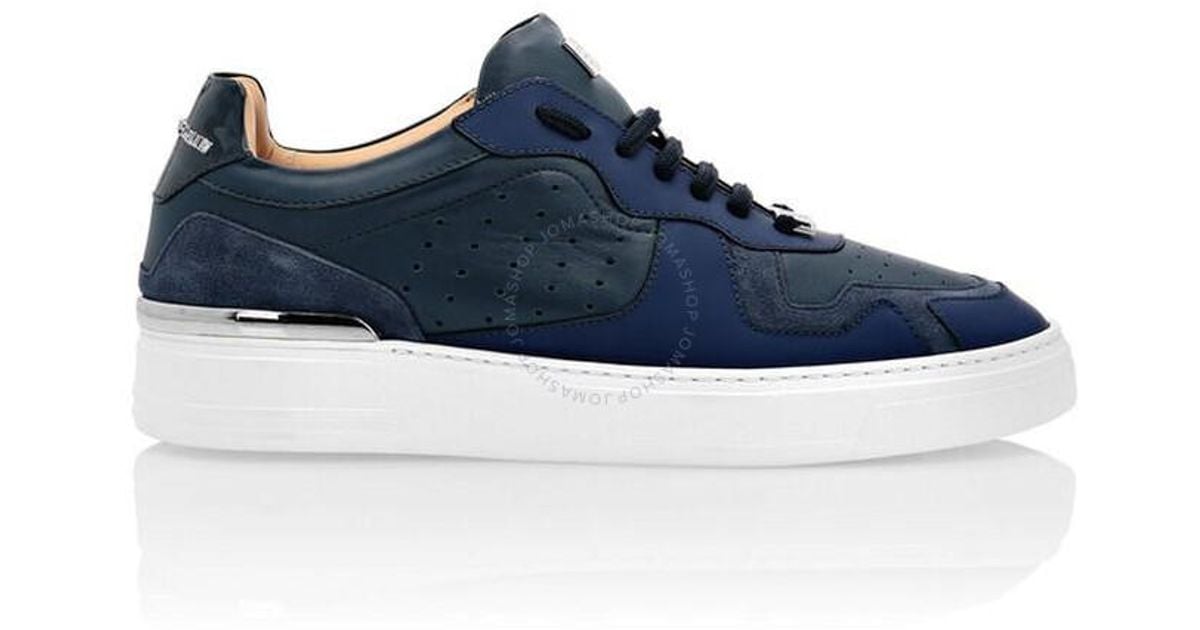 Philipp Plein G.o.a.t. Tm Mix Leather Low-top Sneakers in Blue for Men ...