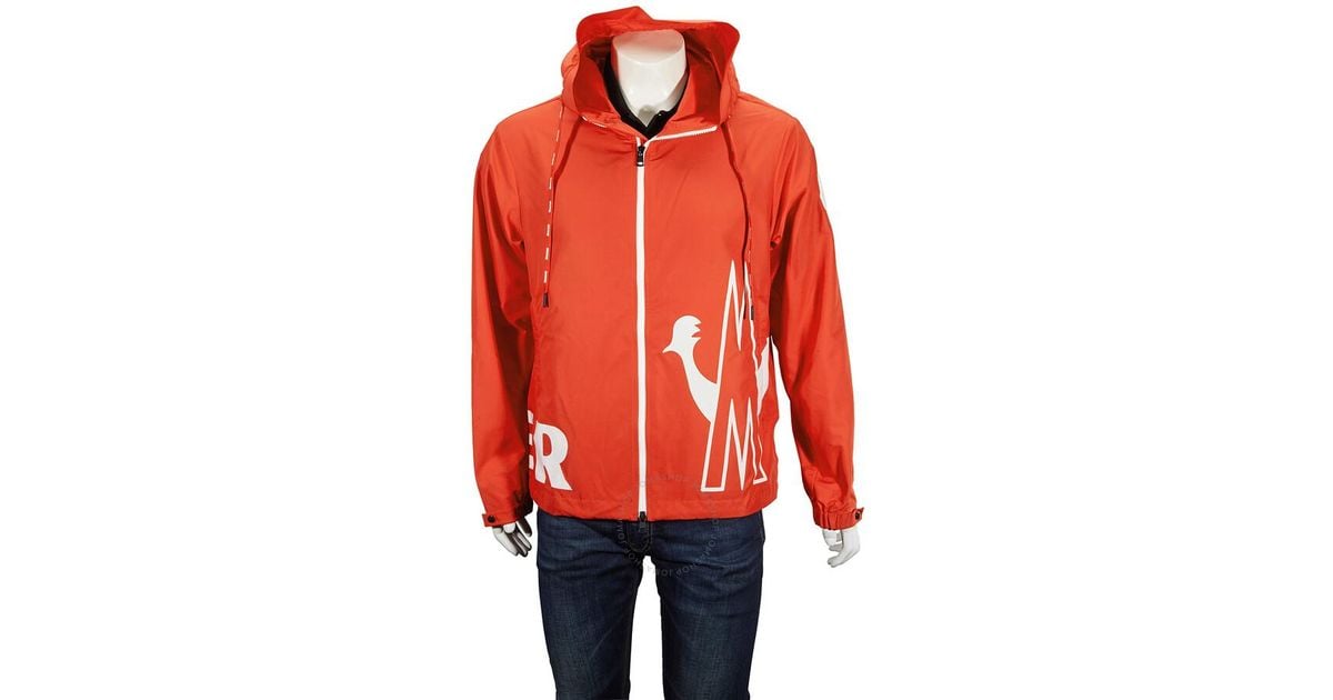 Moncler Mythos Micro-sport Nylon Logo Jacket in Red for Men | Lyst