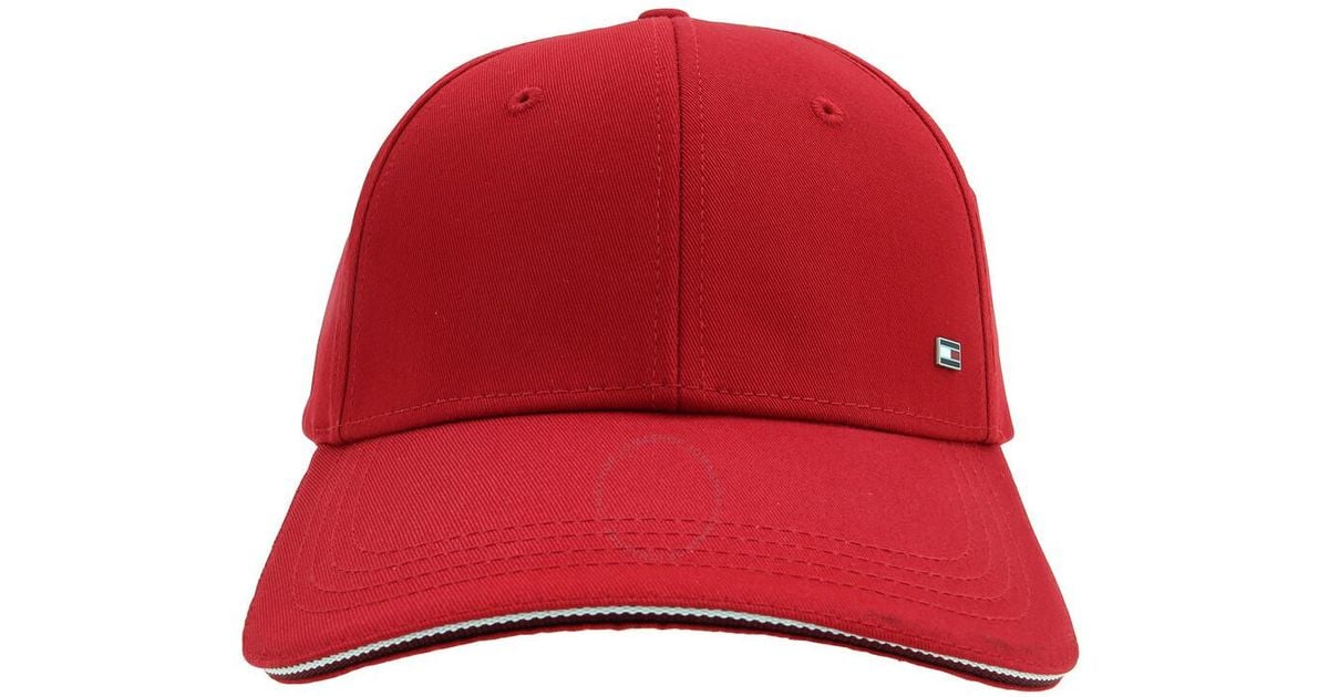 Tommy Hilfiger Logo Detail Baseball Cap in Red for Men | Lyst