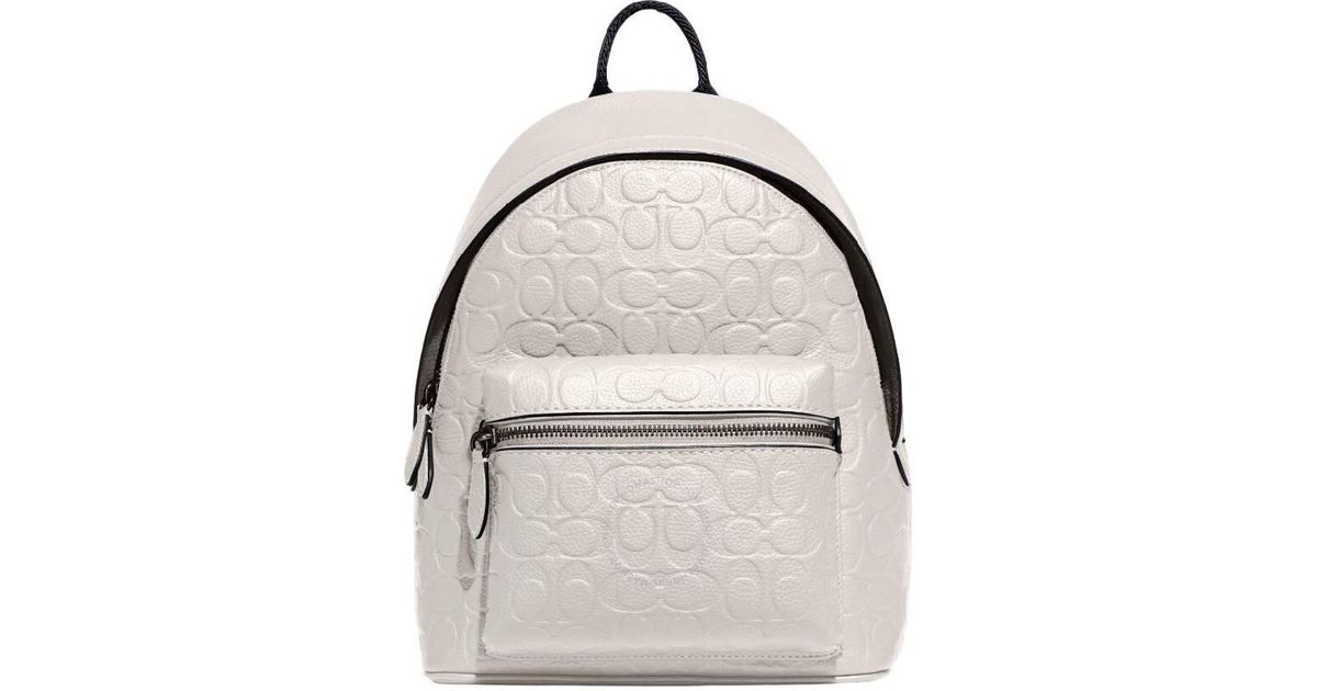 COACH Signature Leather Backpack in Gray for Men | Lyst
