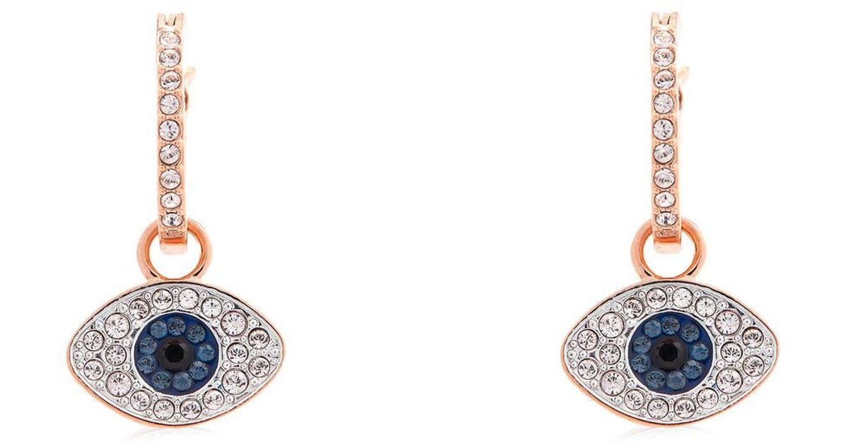 Swarovski Evil Eye Mini Hoop Earrings in Blue | Lyst UK