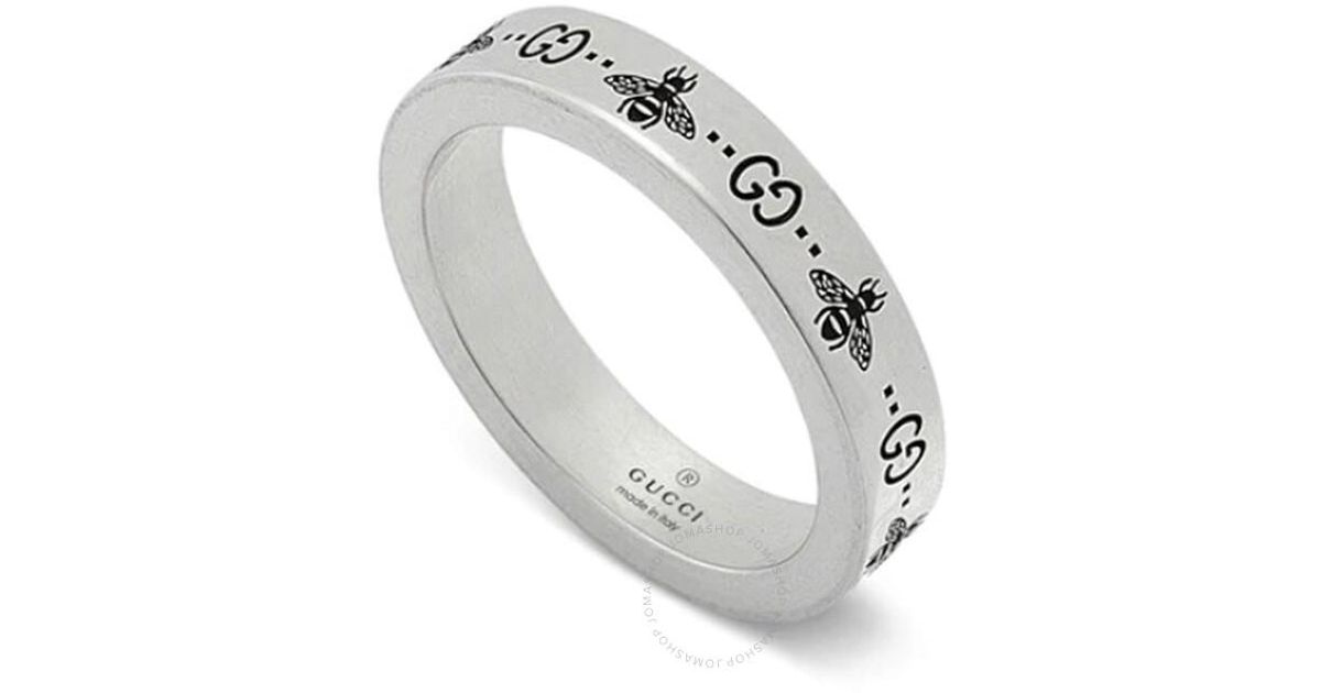 Gucci Sterling Signature Gg Bee Motif Ring in Metallic | Lyst