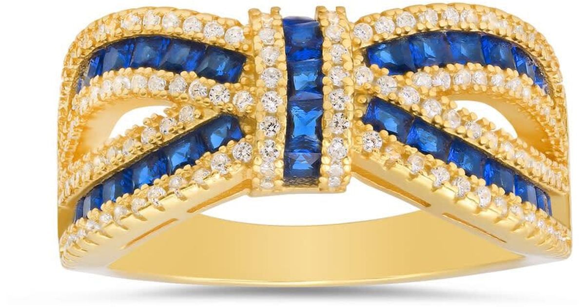 Kylie Harper 14K Over Sapphire Cz Love Knot Ring in Blue | Lyst UK