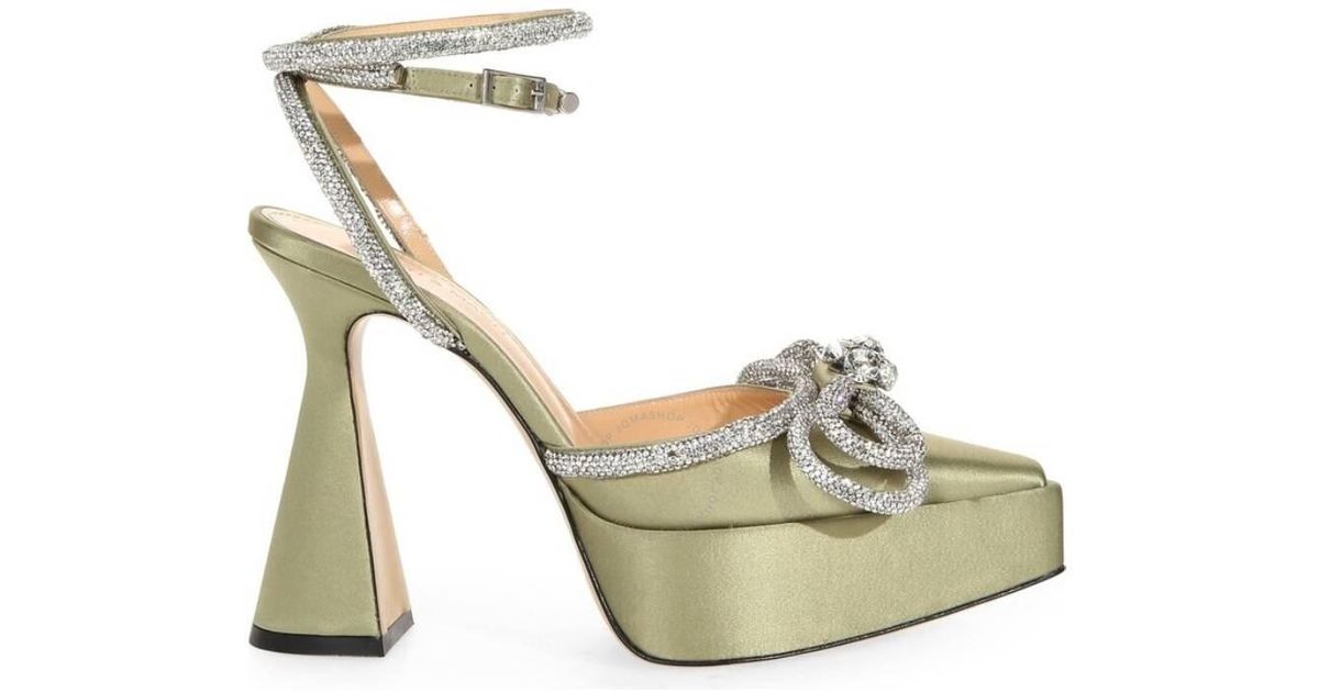 Mach & Mach Double Bow Platform Pumps in Metallic | Lyst
