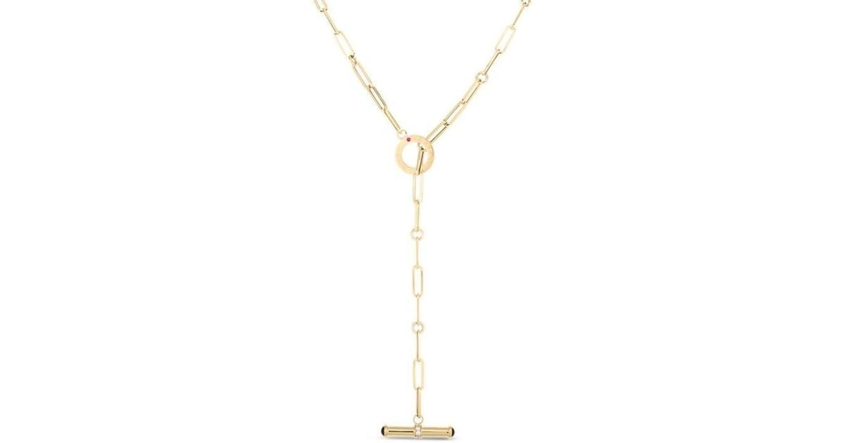 Roberto Coin 18K Thin Lariat Paperclip Necklace in Metallic | Lyst UK
