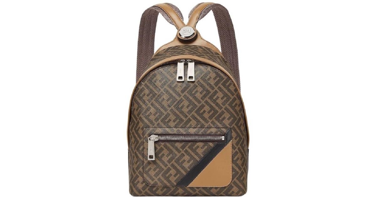 Fendi Leather Structured Backpack in Brown for Men | Lyst