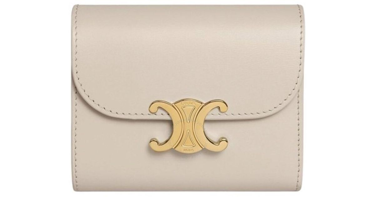 Celine Small Flap Wallet Triomphe in Natural | Lyst
