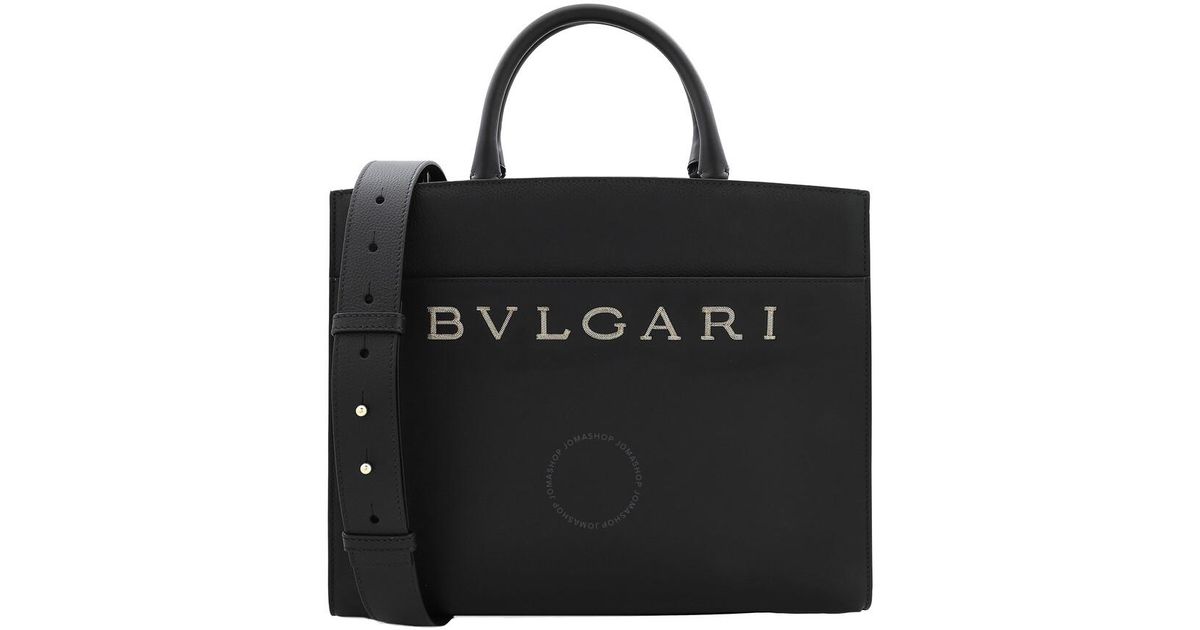 BVLGARI Leather Logo Tote 291652 in Black | Lyst BVLGARI Leather Logo Tote 291652 in Black | Lyst