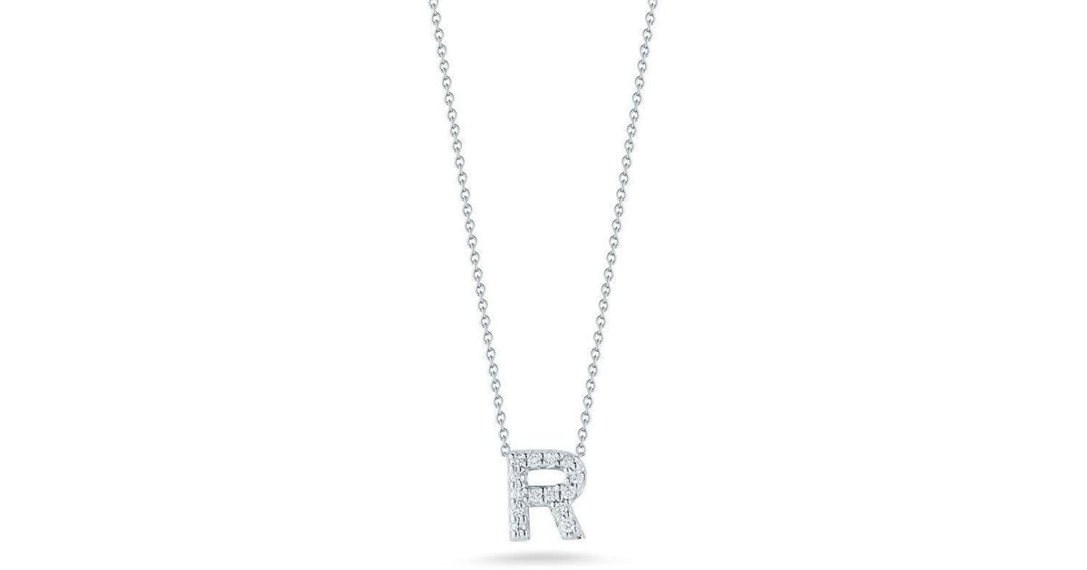 Roberto Coin 18k White Gold Tiny Treasures Diamond Letter R Pendant in ...