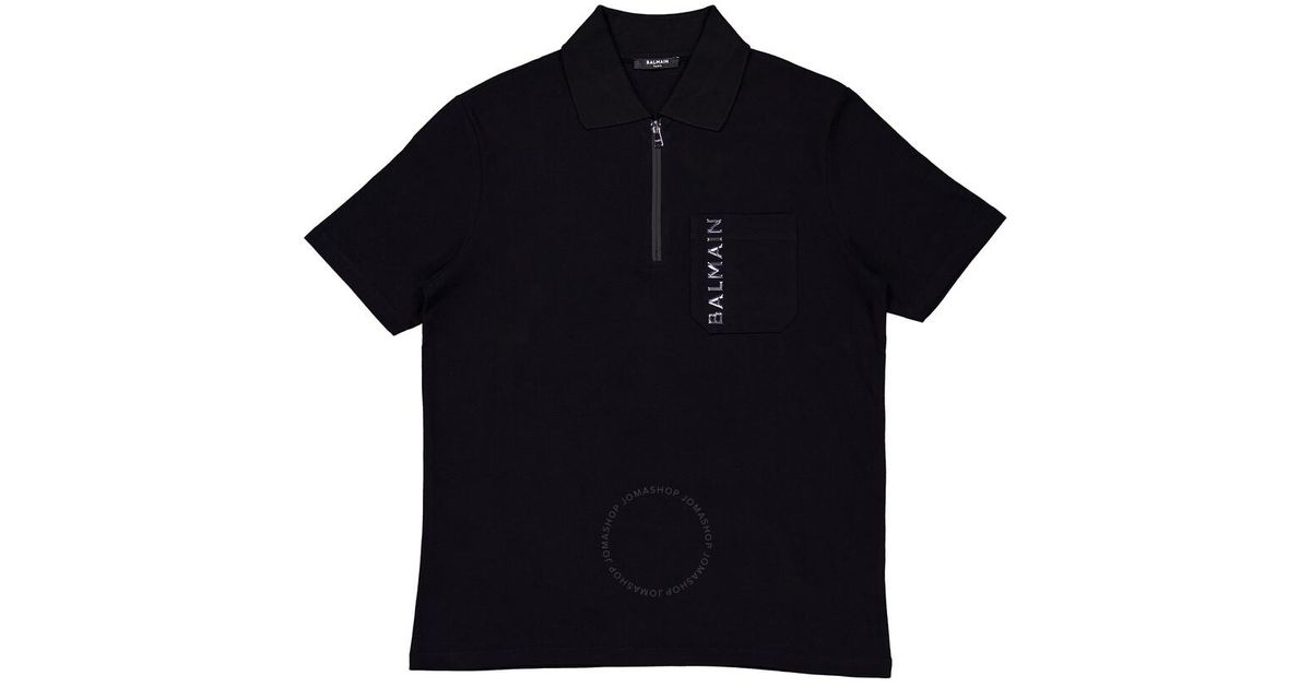 Balmain Laminato Logo-Lettering Polo Shirt in Black for Men | Lyst