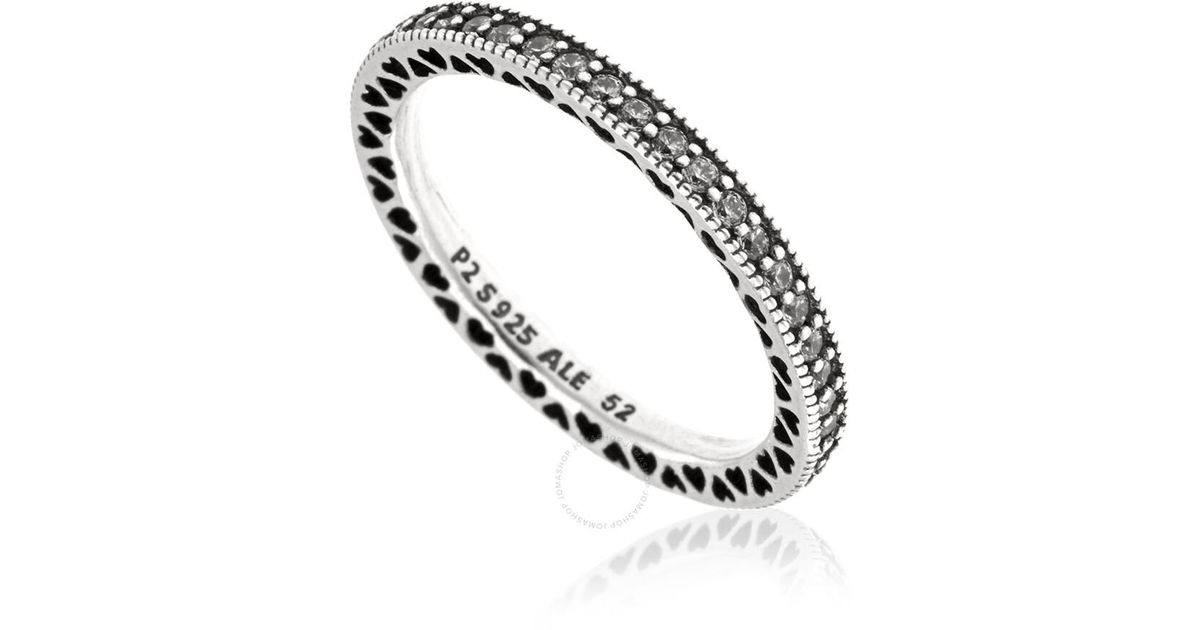 PANDORA Ladies Sterling Sparkle & Hearts Ring in Metallic | Lyst