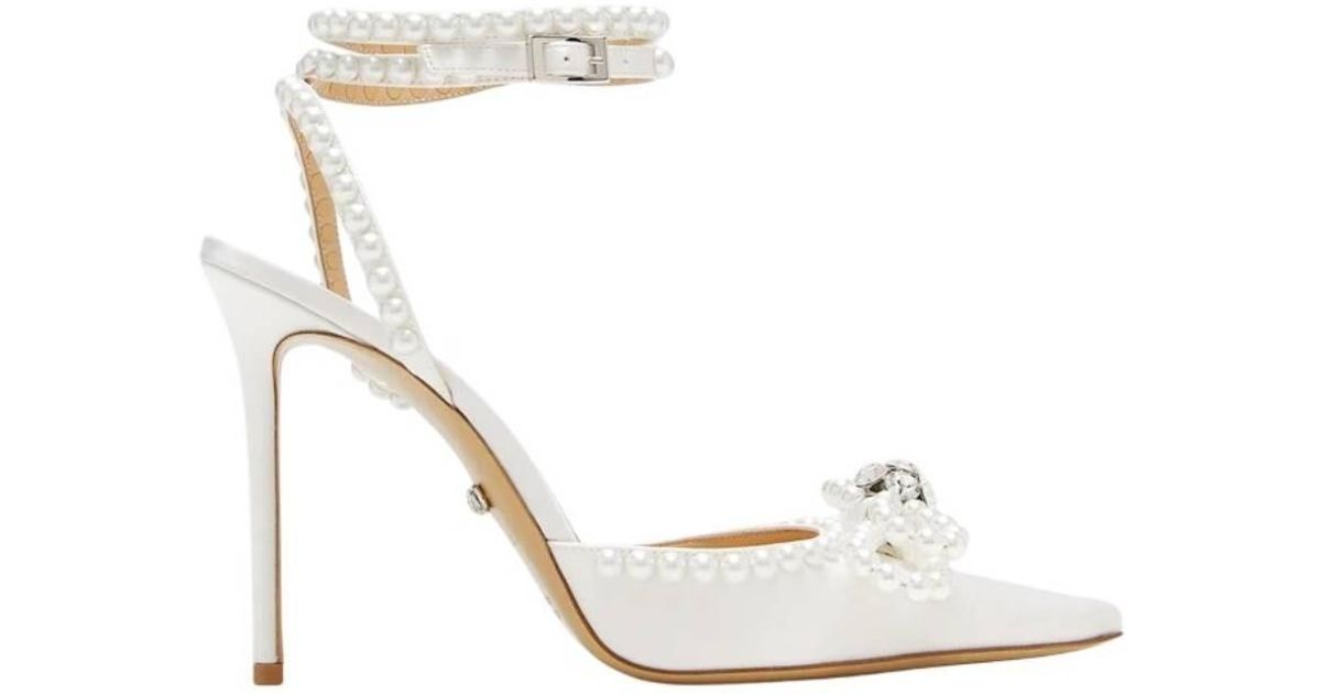Mach & Mach Bow Embellished Pointed Toe Pumps in Metallic | Lyst UK