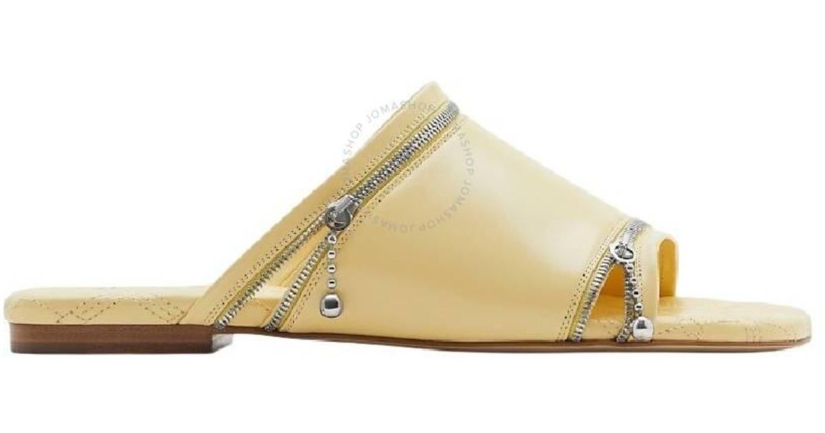 Burberry Leather Peep-Toe Slides With Equestrian Knight Design, Brand ...