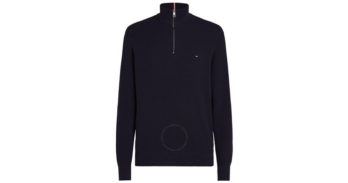 Tommy Hilfiger Structure Half-Zip Pullover in Blue for Men | Lyst