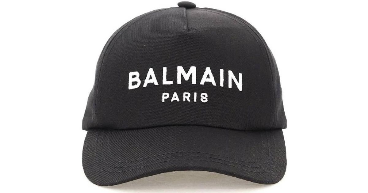 Balmain Logo Embroidered Cotton Baseball Cap in Black for Men | Lyst UK