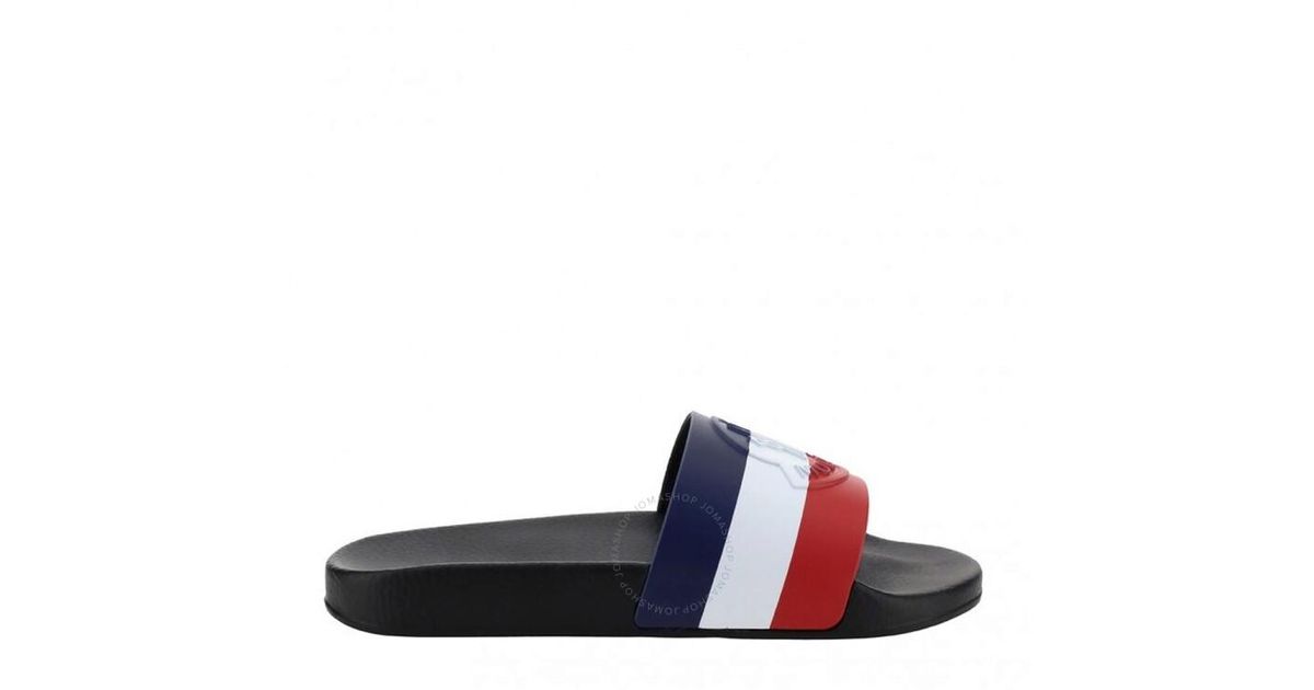 Moncler Basile Signature-Stripe Pool Slides, Brand Size 41 Us in Blue ...