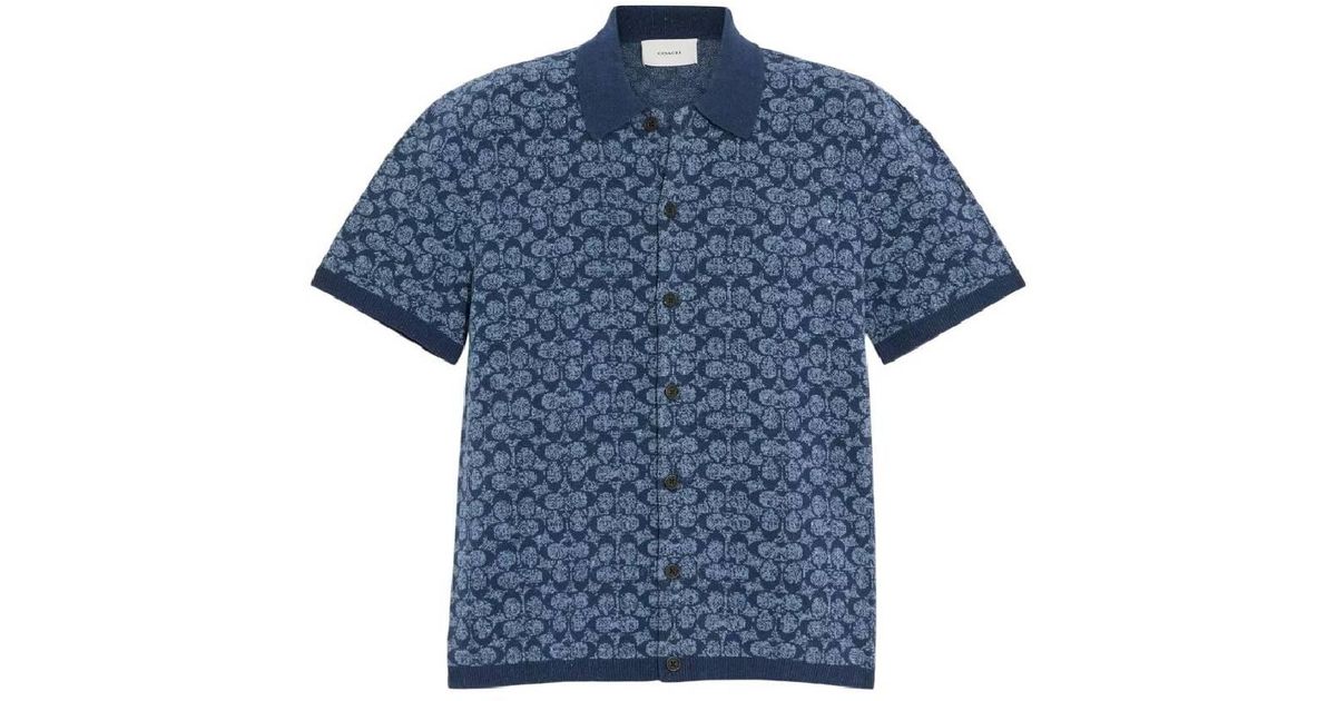 COACH Signature Polo Shirt in Blue for Men | Lyst