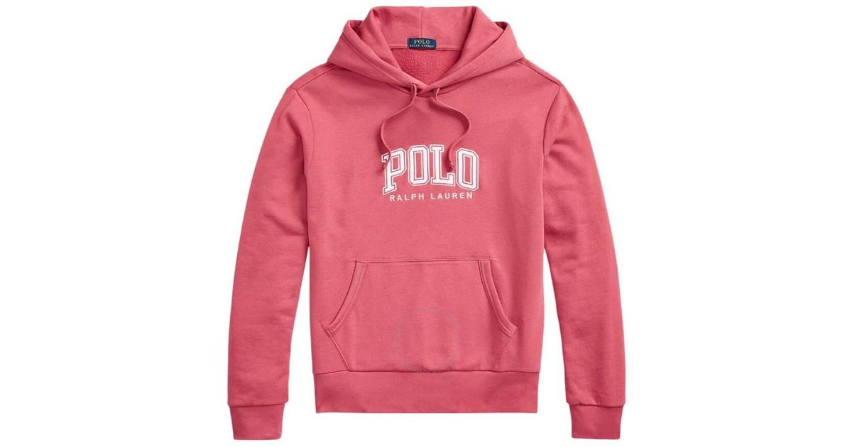 Polo Ralph Lauren Signature Logo Fleece Hoodie in Pink for Men | Lyst