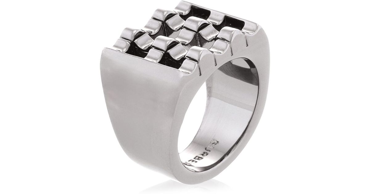 Burberry Ruthenium-Plated Cube Ring in Metallic for Men | Lyst