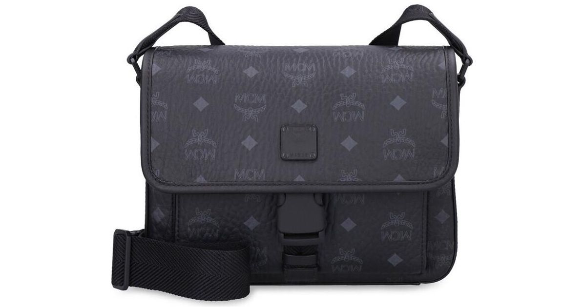 MCM Klassik Logo Messenger Bag in Blue | Lyst