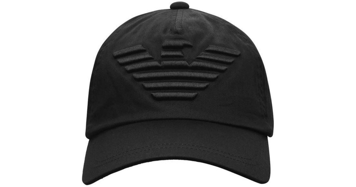 Emporio Armani Signature Eagle Cotton Baseball Cap in Black | Lyst UK