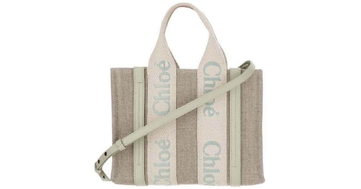 Chloé Small Woody Logo Linen Tote Bag | Lyst UK