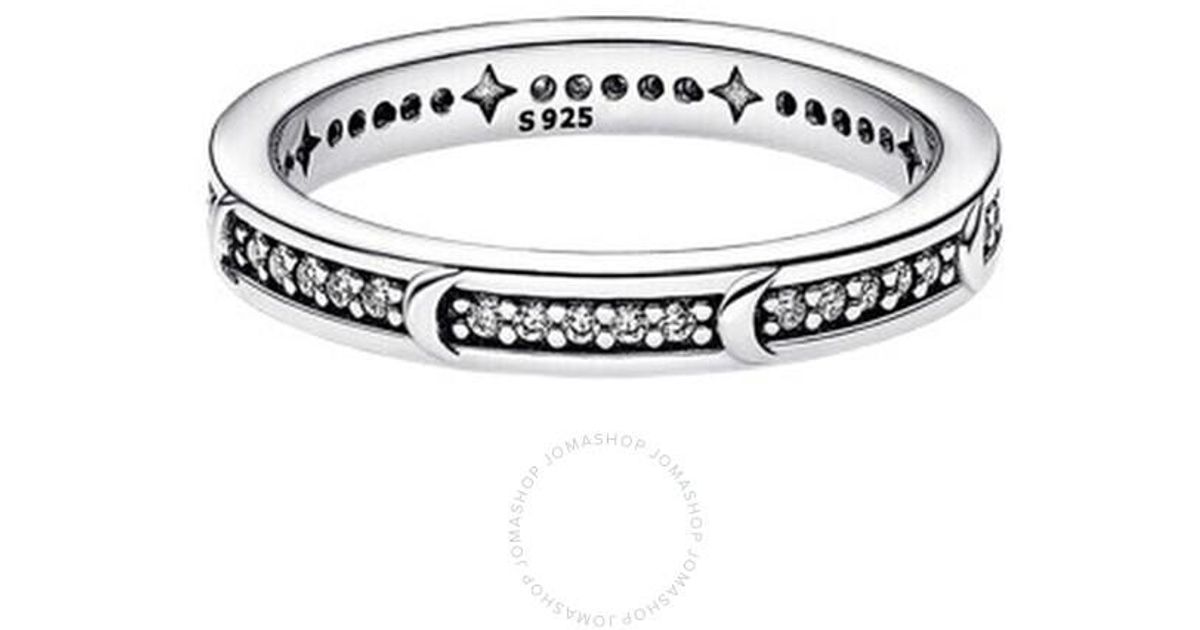 PANDORA Ladies Sterling Sparkling Crescent Moon Ring in White | Lyst
