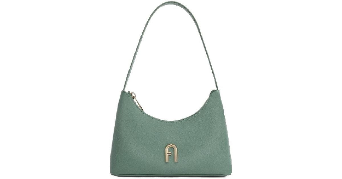 Furla Logo Mini Leather Shoulder Bag in Green | Lyst