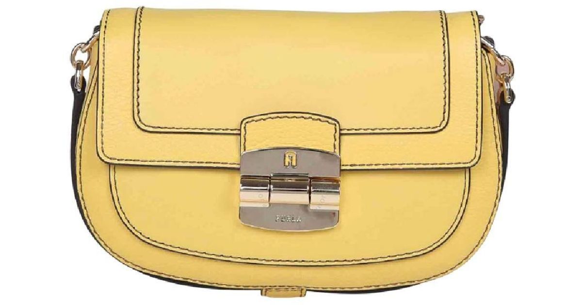 Furla Club 2 S Leather Crossbody Bag in Yellow | Lyst