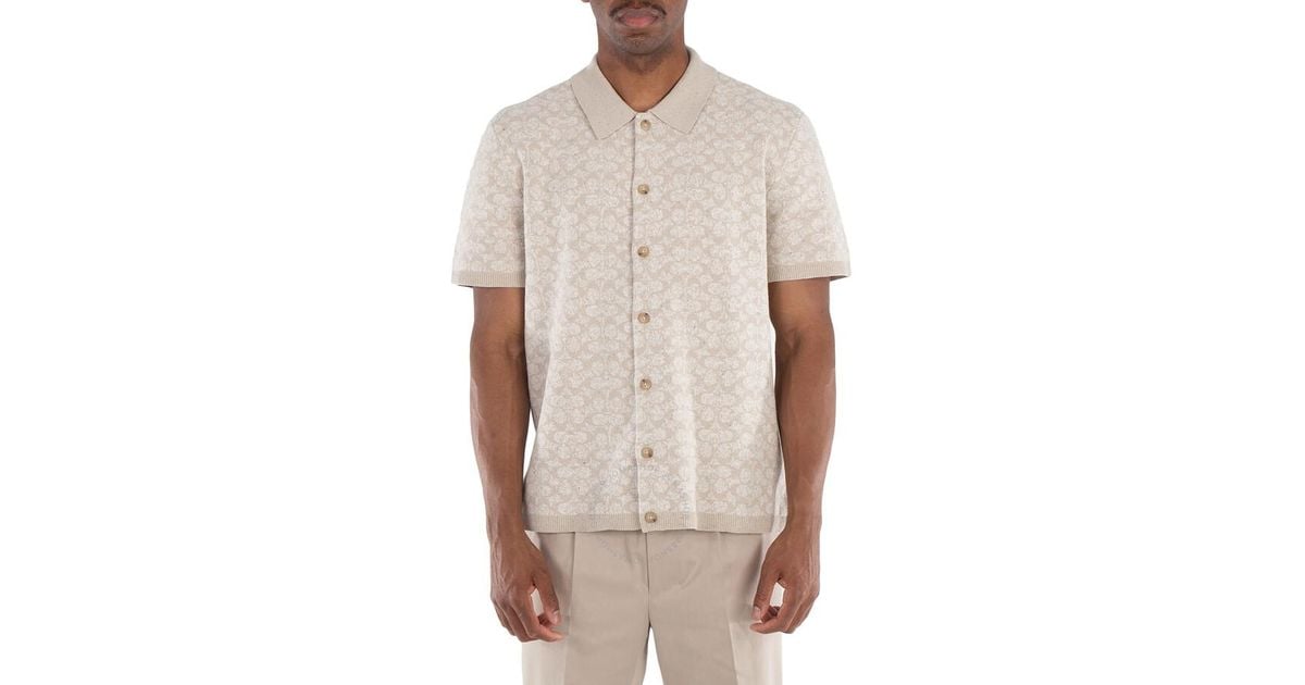 COACH Signature Button-down Polo Shirt in Natural for Men | Lyst